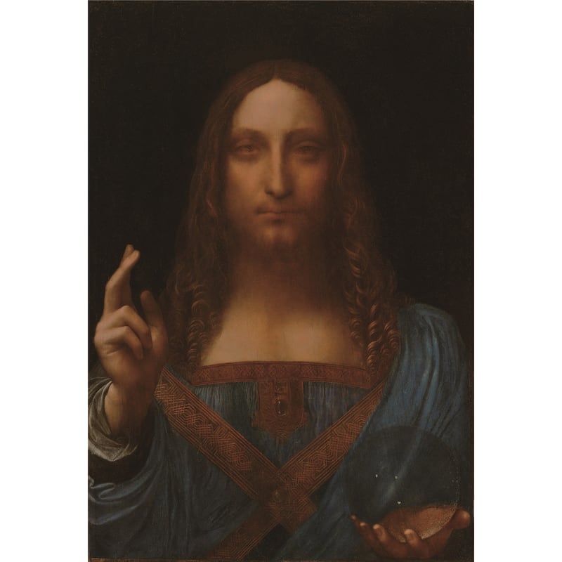 Salvator Mundi by Leonardo da Vinci Giclee Print Oil Painting Black Frame Size 18" x 23" - Bed ...